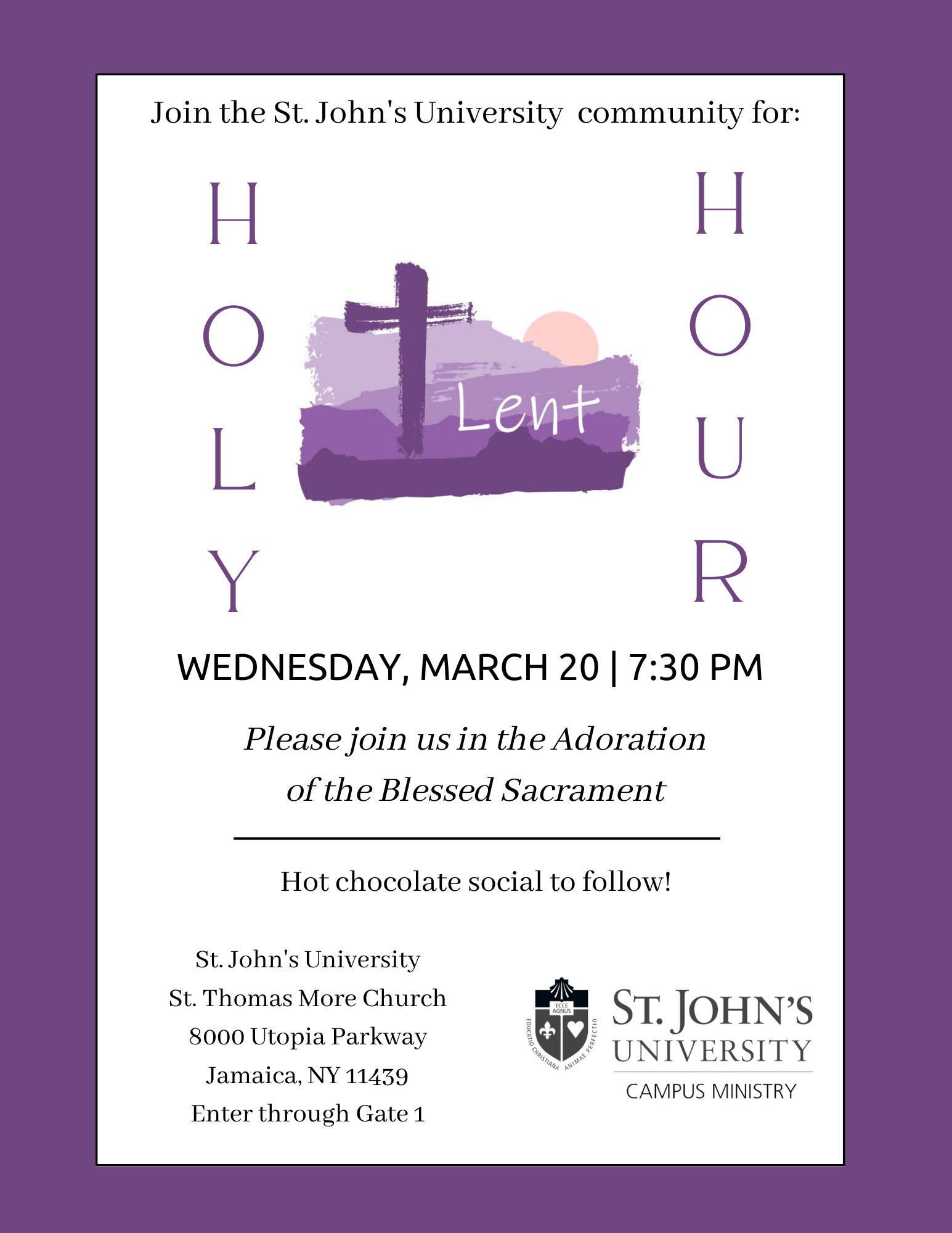 Lent Holy Hour at St. John's University - Youth Ministry Resources ...